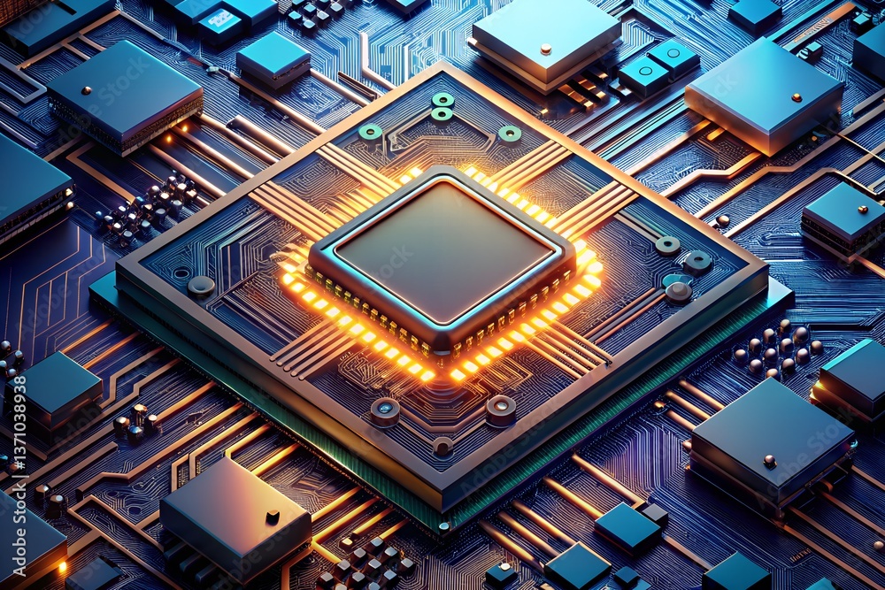 Advanced AI Chip Circuit Design with Root Structure Stock Illustration ...