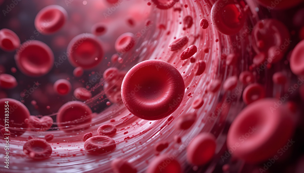 Microscopic Blood Cells Red Blood Cell Flow Stock Photo | Adobe Stock