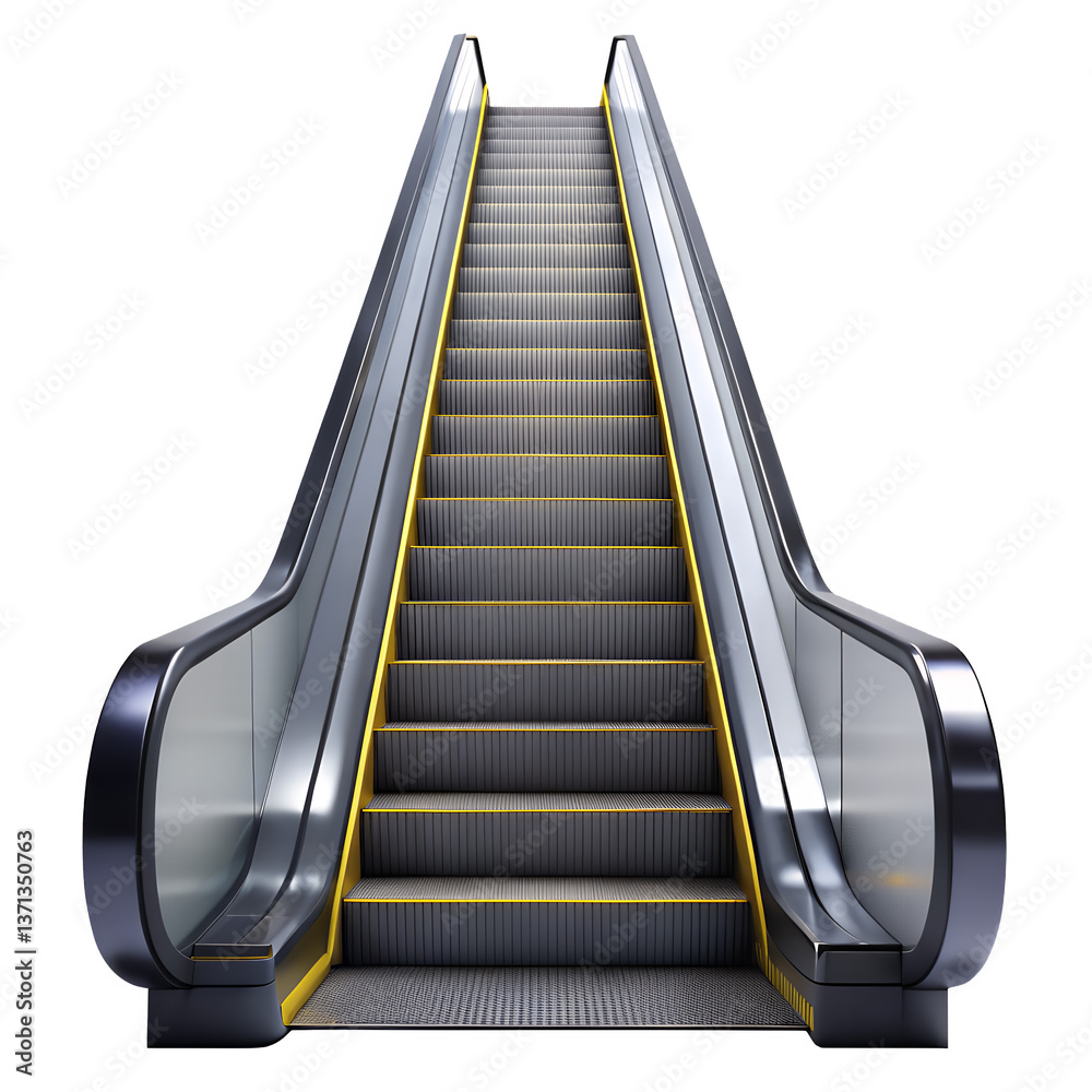 Escalator Ascent: An upward-moving escalator invites viewers, leading ...