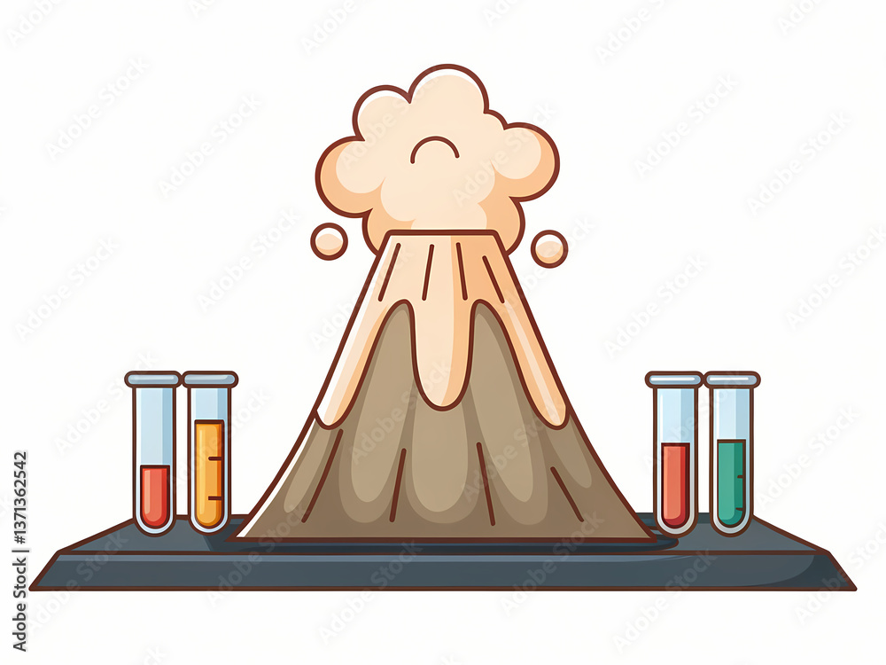 fun school clipart of volcano experiment with test tubes, showcasing ...