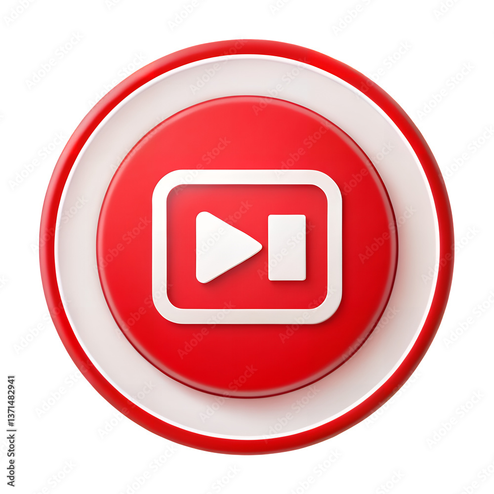 Ilustración de Stock Play Button Icon: A dynamic and modern 3D render of a vibrant play button ...
