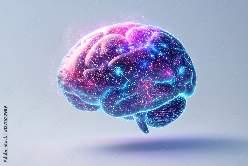 human brain model, intelligent futuristic brain, with neural circuit ...