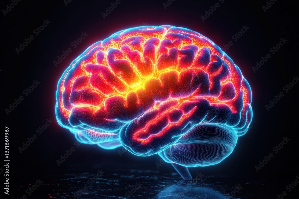 3D Render of Human Brain with Cingulate Gyrus Labeled Anatomy Overview ...