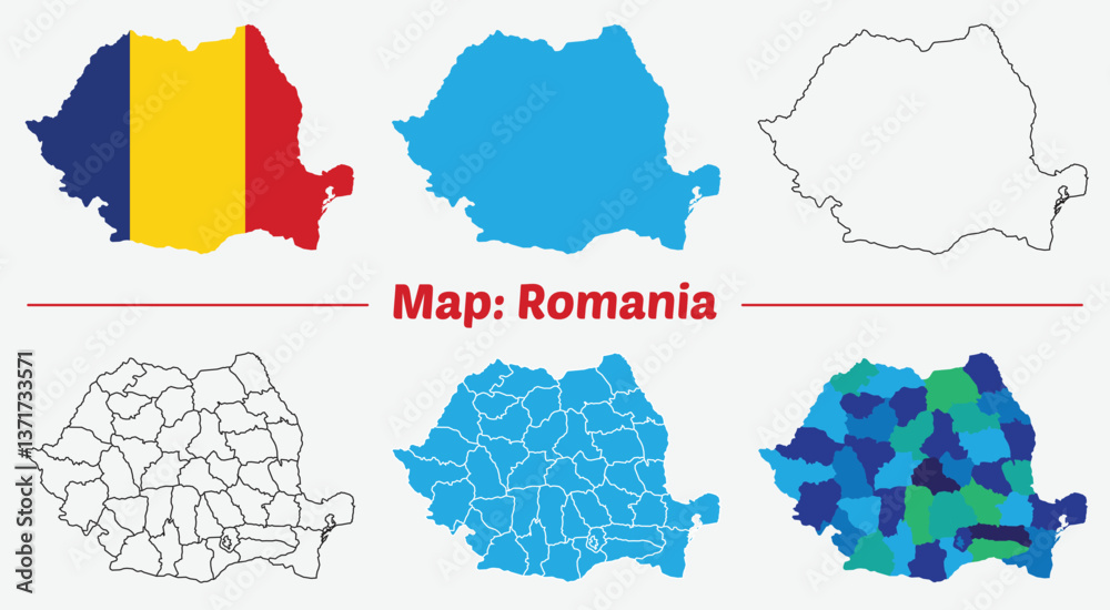 Maps of Romania, Outline, and Regional Divisions, Romania country map ...