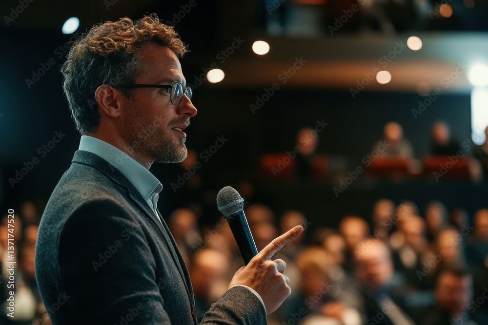 Inspiring the Crowd: A charismatic speaker captivating the audience ...