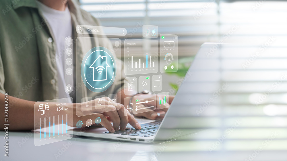 IoT Smart Home Automation and Power Efficiency Control System. Person ...