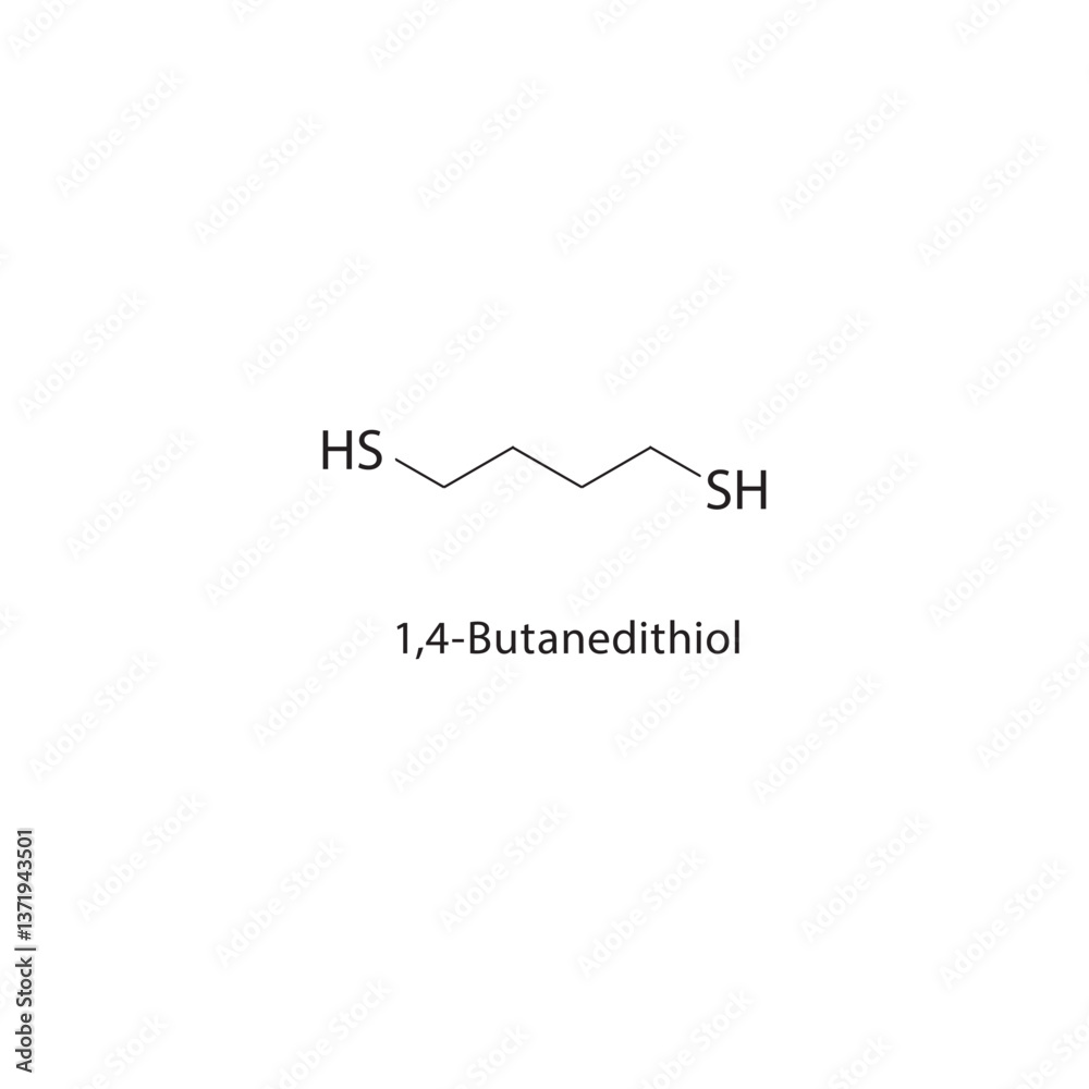 1,4-Butanedithiol skeletal structure. Dithiol compound schematic ...