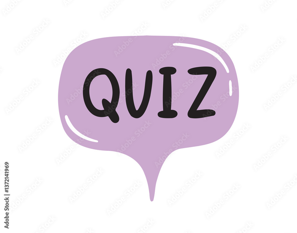 Quiz text in speech bubble. Quiz comic style poster handwritten doodle ...