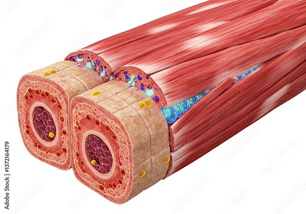 Cross Section View of Skeletal Muscle Fibers Showing Cell Structure ...