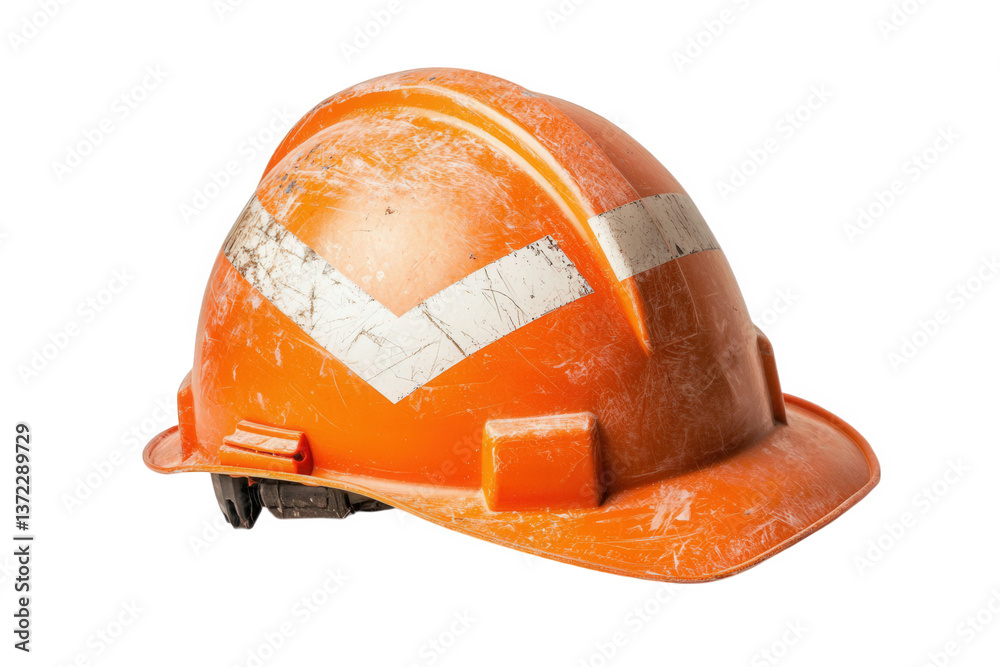 Hard hat designed for construction safety, featuring a bright orange ...