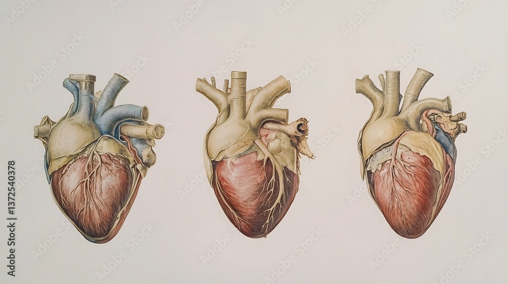 Evolution of human heart A medical illustration showing the structural ...