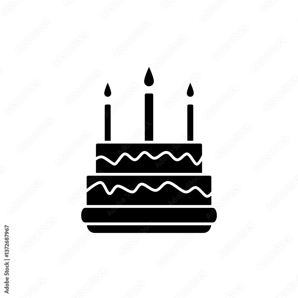 Vector de Stock birthday cake icon, simple flat style, illustration ...
