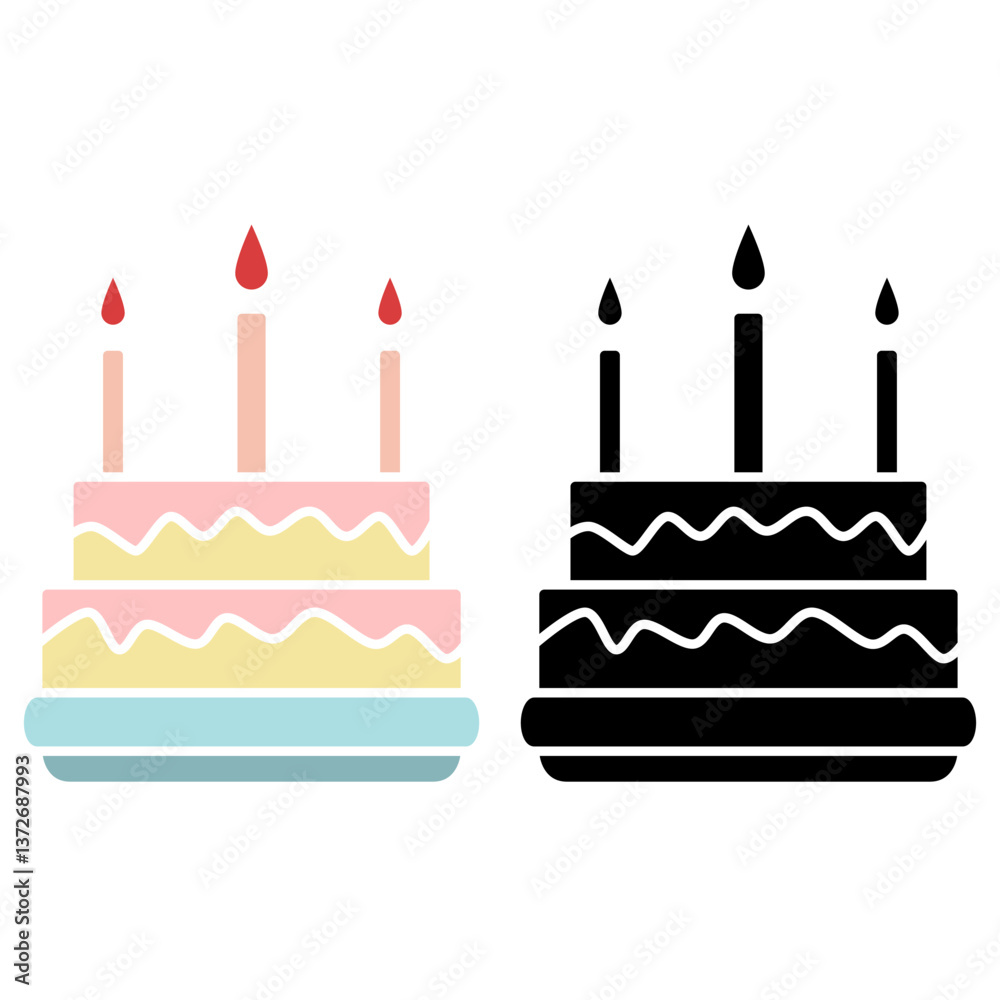 Stock-Vektorgrafik „birthday cake icon, simple flat style, illustration ...