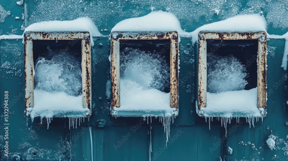 Frosted AC vents releasing cool air on a deep ocean blue backdrop ...