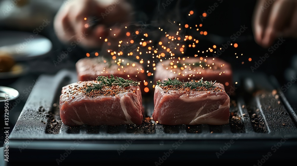 Ilustrace Holographic AI-powered beef grading system, real-time fat-to ...