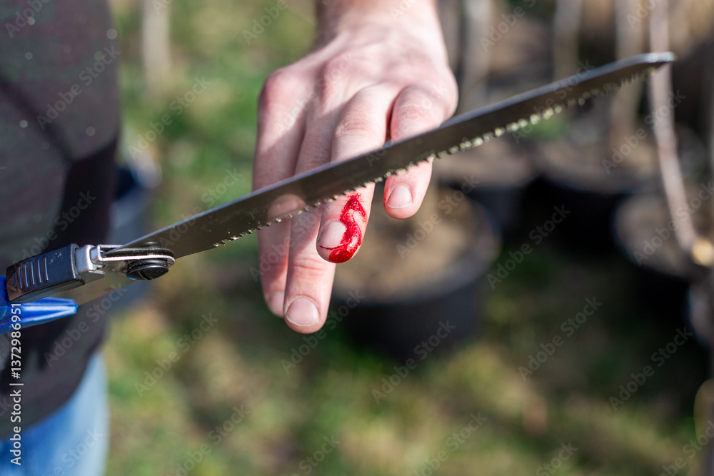 Finger injury with a cut wound caused by a hacksaw due to failure to ...
