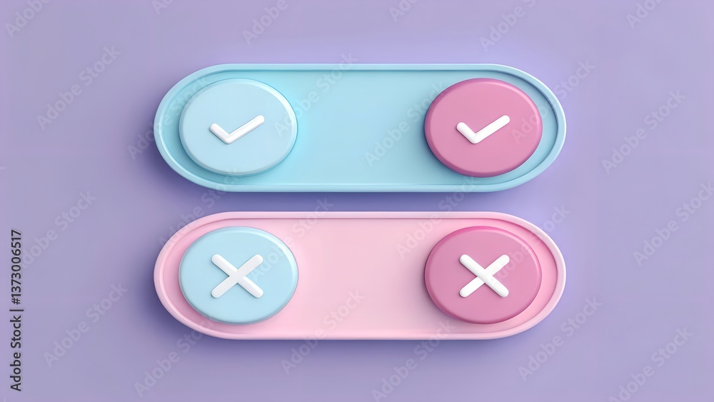 Toggle switch ui ux design check mark cross symbol button interface ...