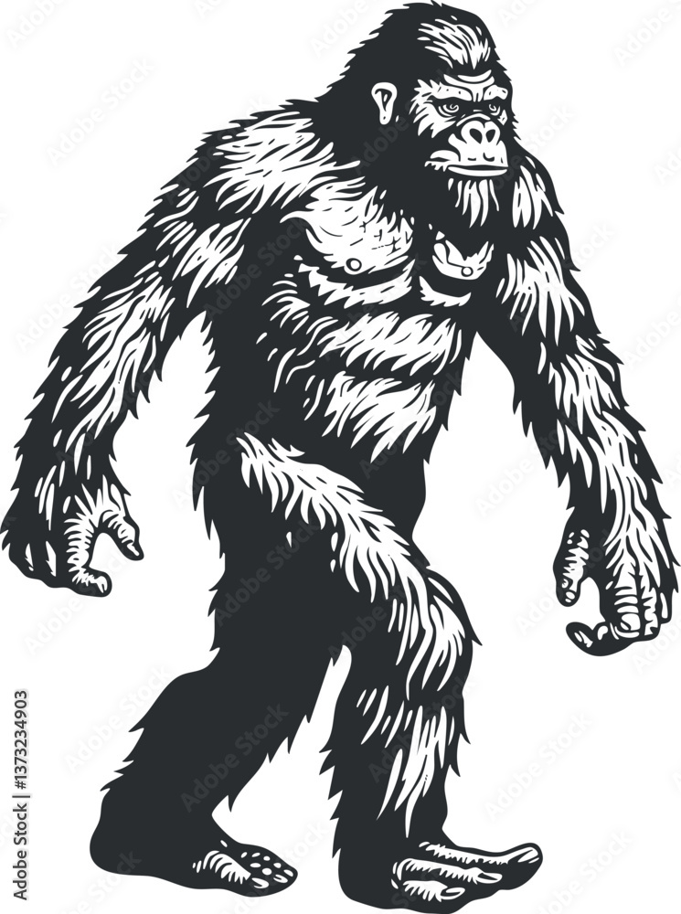Vector illustration of Bigfoot, a mythical creature, perfect for ...