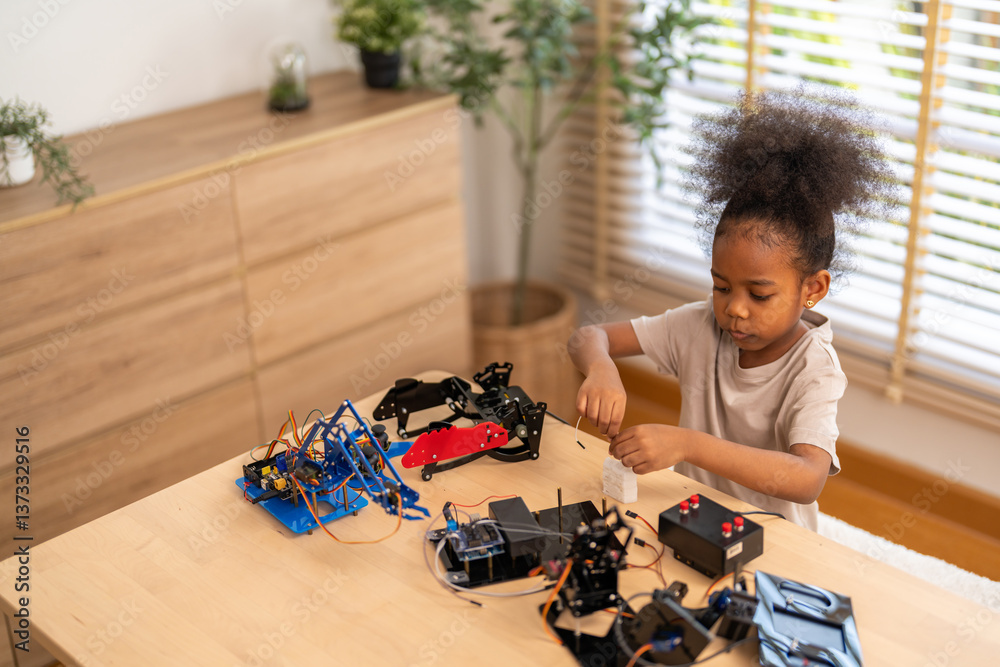 Portrait happy kid african girl having fun hobby leisure lifestyle ...