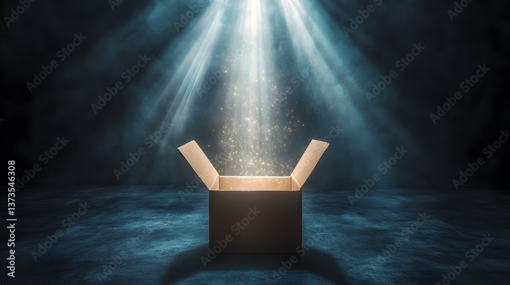 Radiant Light Beams Emanating from a Gift like Cardboard Box in ...