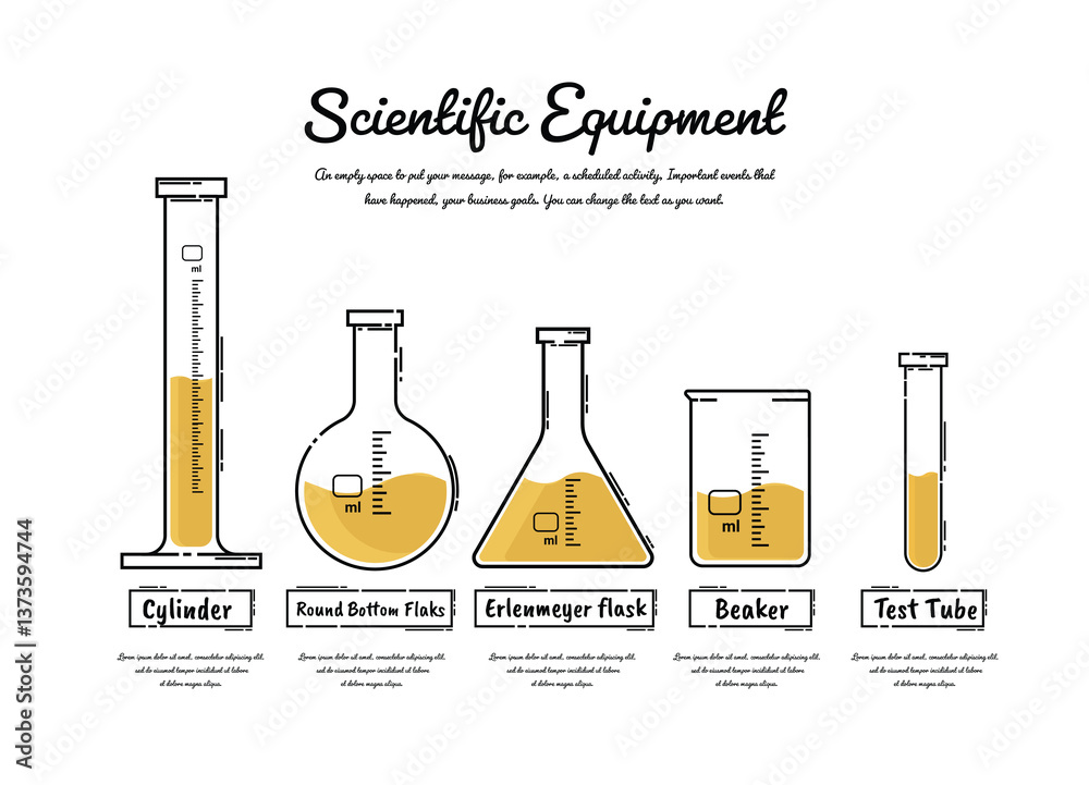 Vector de Stock Graduated Cylinder, Round bottom flasks, Erlenmeyer ...