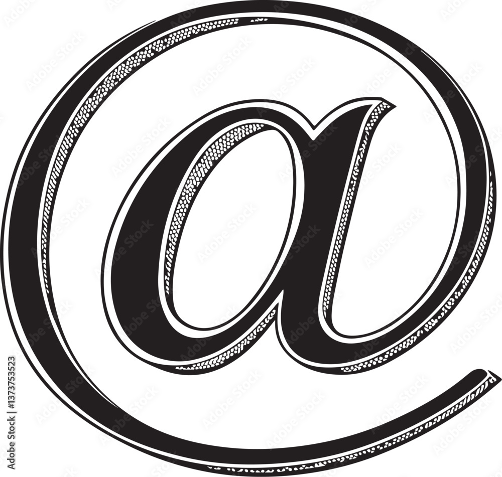 @ Internet Email Symbol Black and White Vector Illustration, Sketch ...