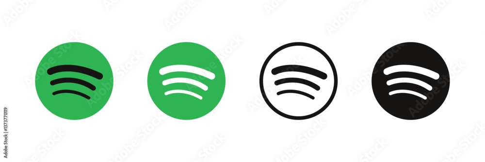 Spotify green famous logo on white background, social media, audio ...