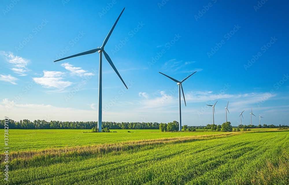 Wind farms on the hill. The concept of this image is a representation ...