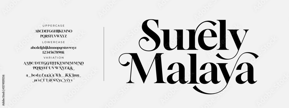 Vector de Stock Elegant Font Uppercase Lowercase And Number. Classic ...