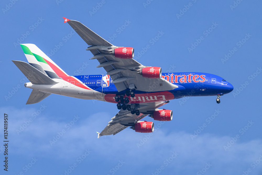 Photo Stock Vienna, Austria - March 08, 2025: Emirates Airbus A380 with ...