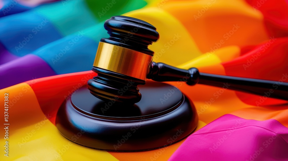 The rainbow colored court gavel symbolizes the intersection of law ...