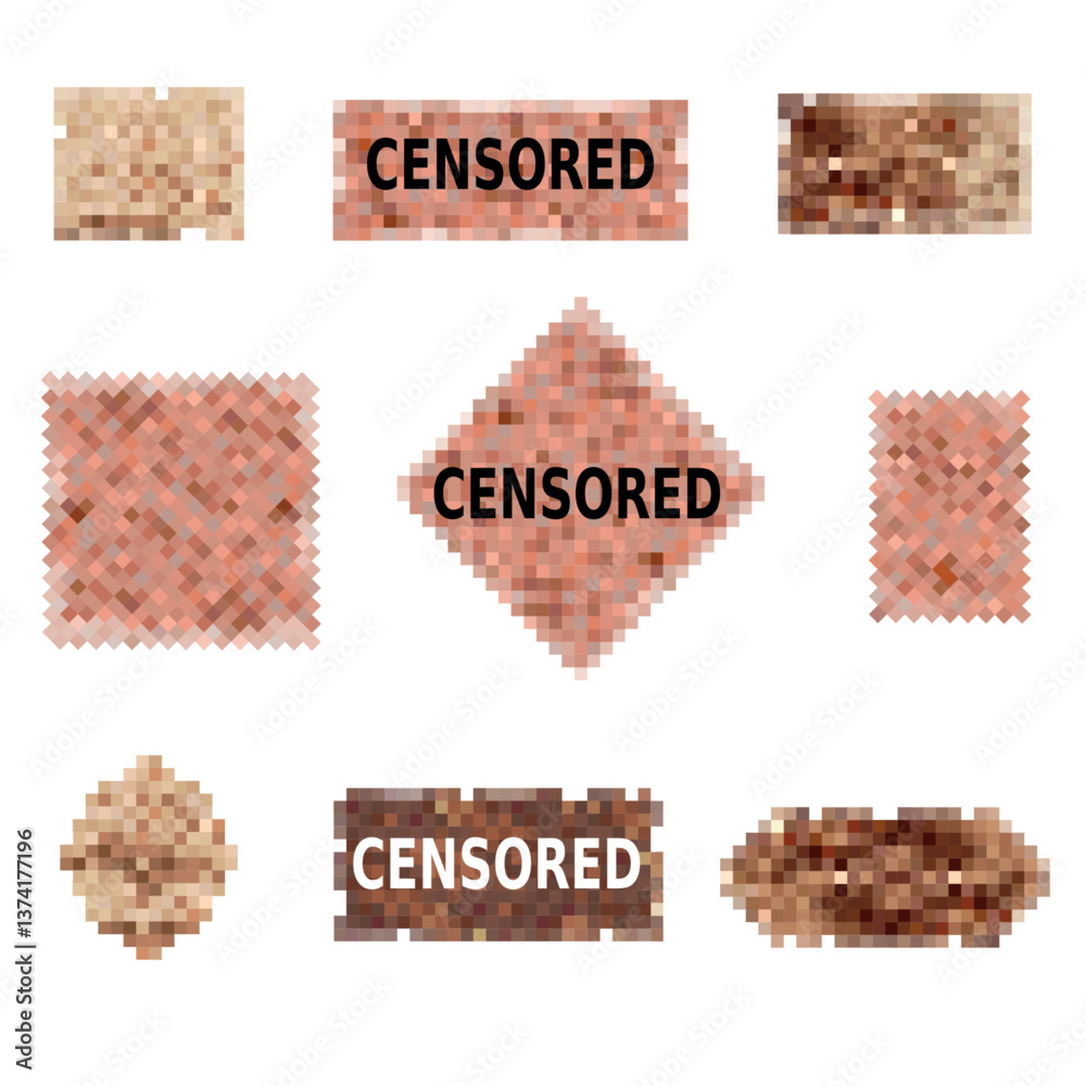 Censor blur. Censored content pixel mosaic effect screen bar, naked ...