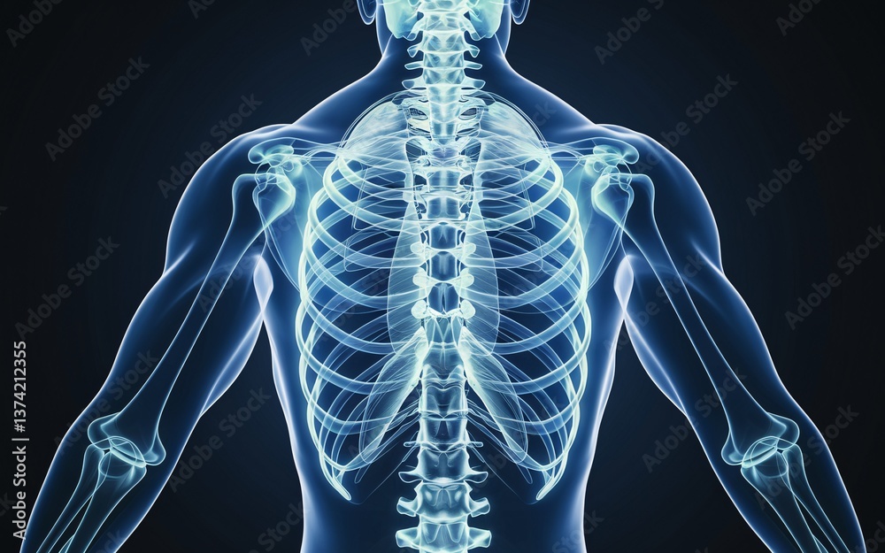 Human Spine and Ribs, Anatomy Visual Body Spine Cross Section, Stock ...
