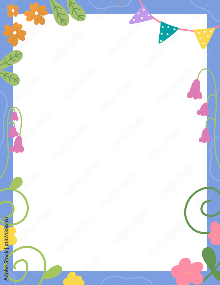Colorful floral border frame. Flower Border. Hand drawn borders clipart ...