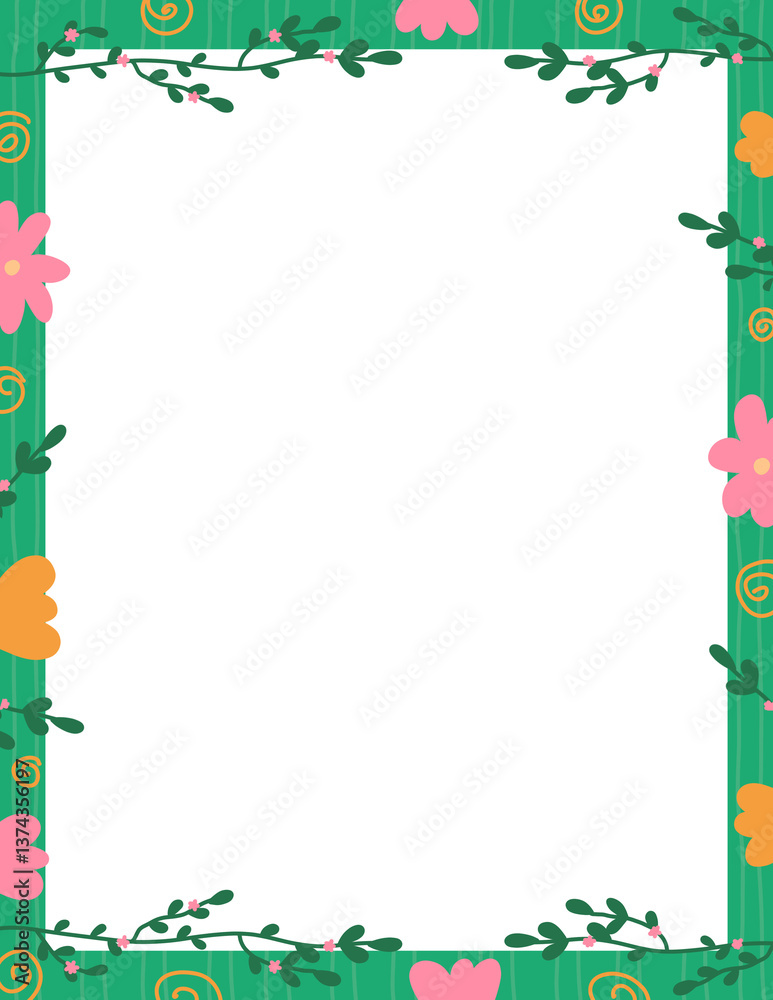 Colorful floral border frame. Flower Border. Hand drawn borders clipart ...