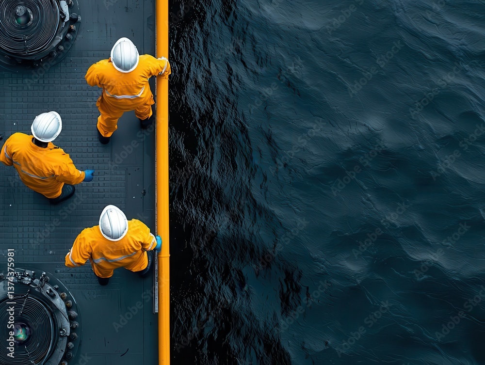 Workers conducting safety inspection in butane plant, butane facility ...