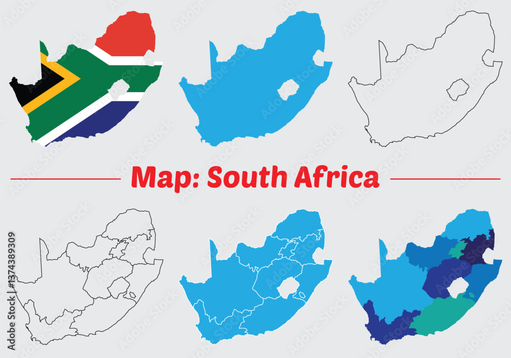 Maps of South Africa Flag, Outline, and Regional Divisions, South ...