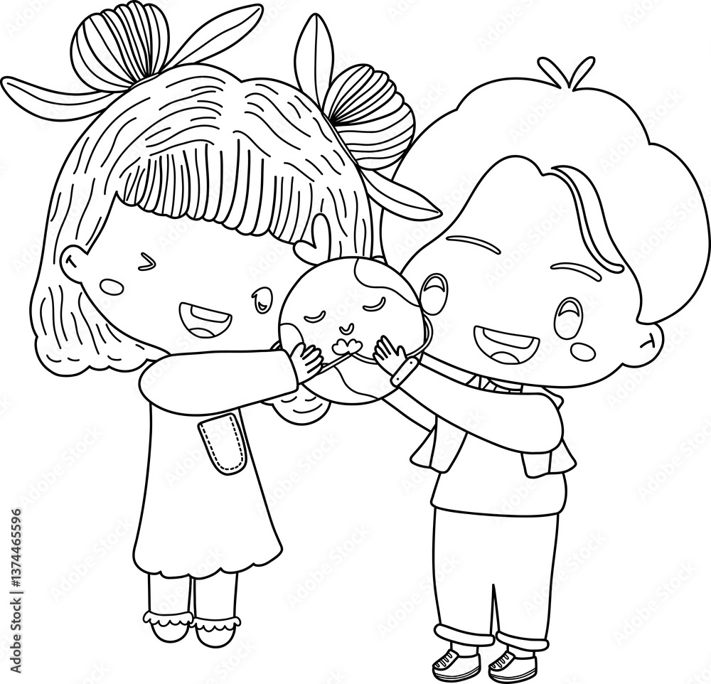 Printable eco friendly stamp outline coloring sheet featuring a ...