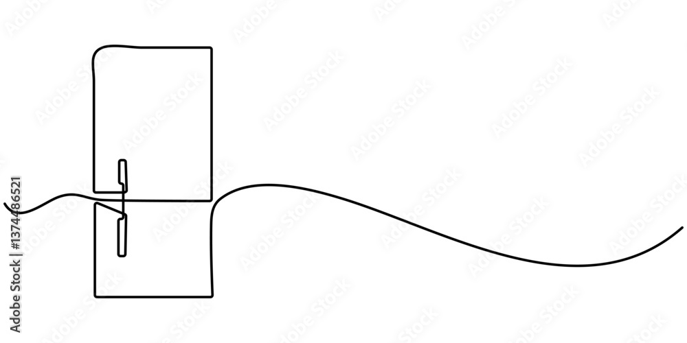 One line drawing of refrigerator in retro style. Continuous line ...