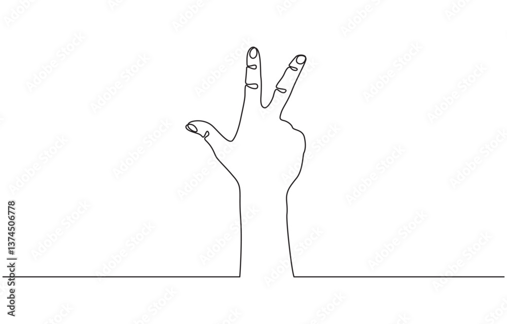 Three fingers icon. Continuous outline of a Three fingers icon, Number ...