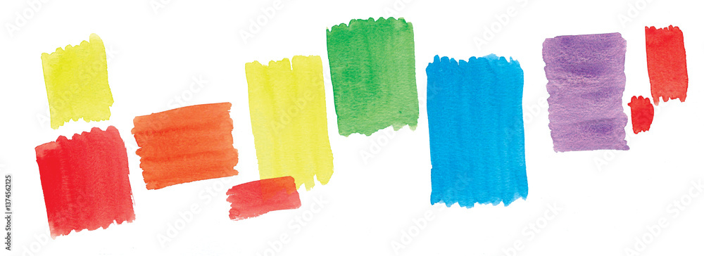 Pinceladas de colores en acuarela. Colores primarios y secundarios ...