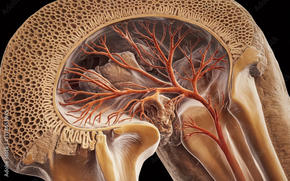 leg bone, Human brain anatomy, blood vessels, cranium Stock ...
