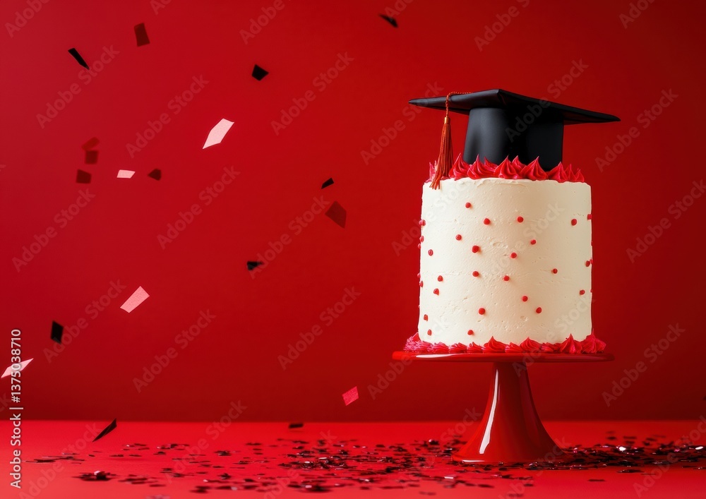 Trendsetting Graduation Celebration Minimalist Red Cake Design with ...