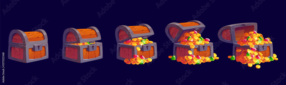 Vector de Stock Cartoon pirate treasure chest animated game sprite ...
