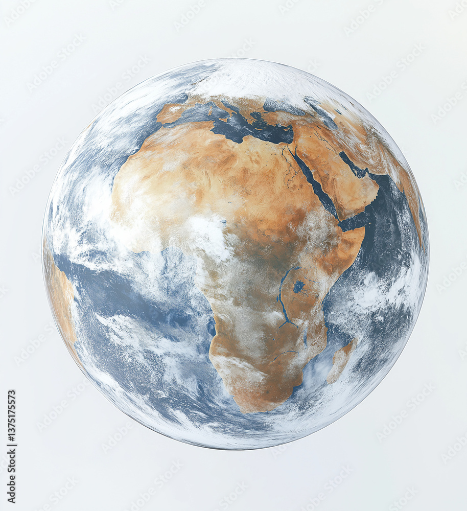 Realistic Earth PNG High-Resolution African Continent Focus White ...