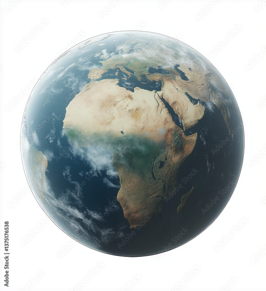 Realistic Earth PNG High-Resolution African Continent Focus White ...