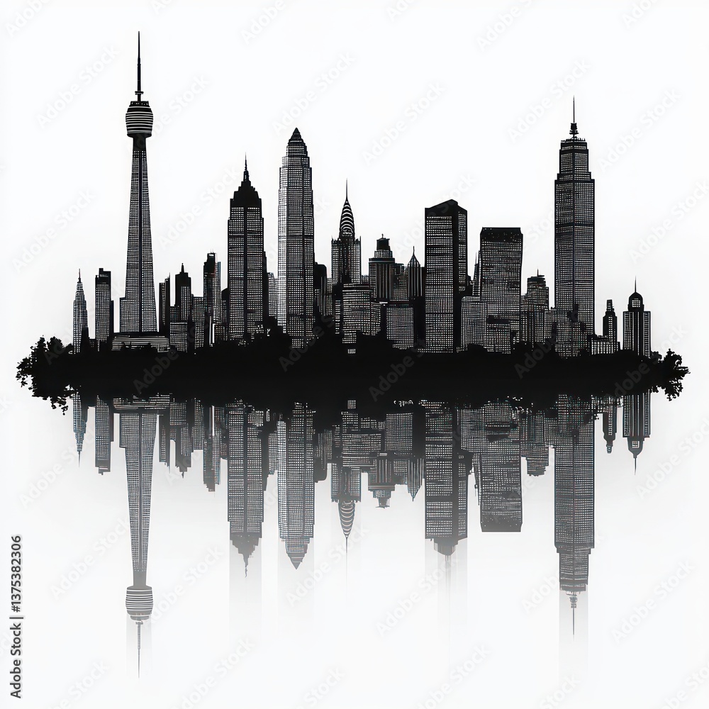 Asian City Skyline Illustrations Vector Silhouettes of Iconic Landmarks ...