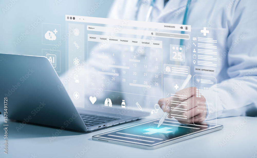 Medical checkup as annual doctor health test appointment concept ...