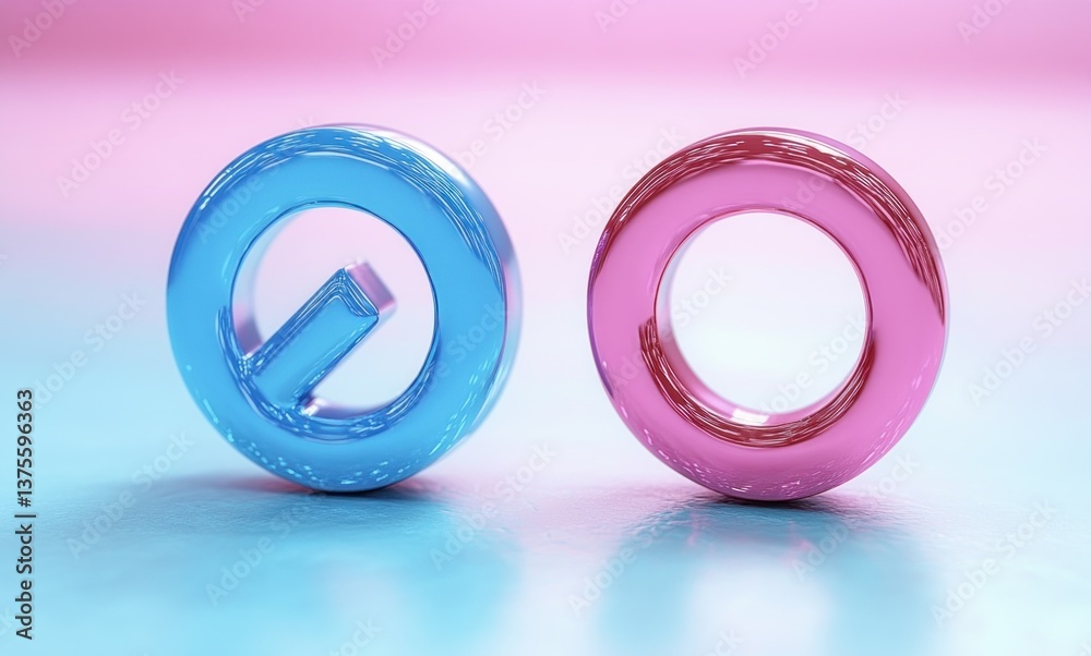 Gender Symbols 3D Illustration of Male and Female Icons in Pink and ...