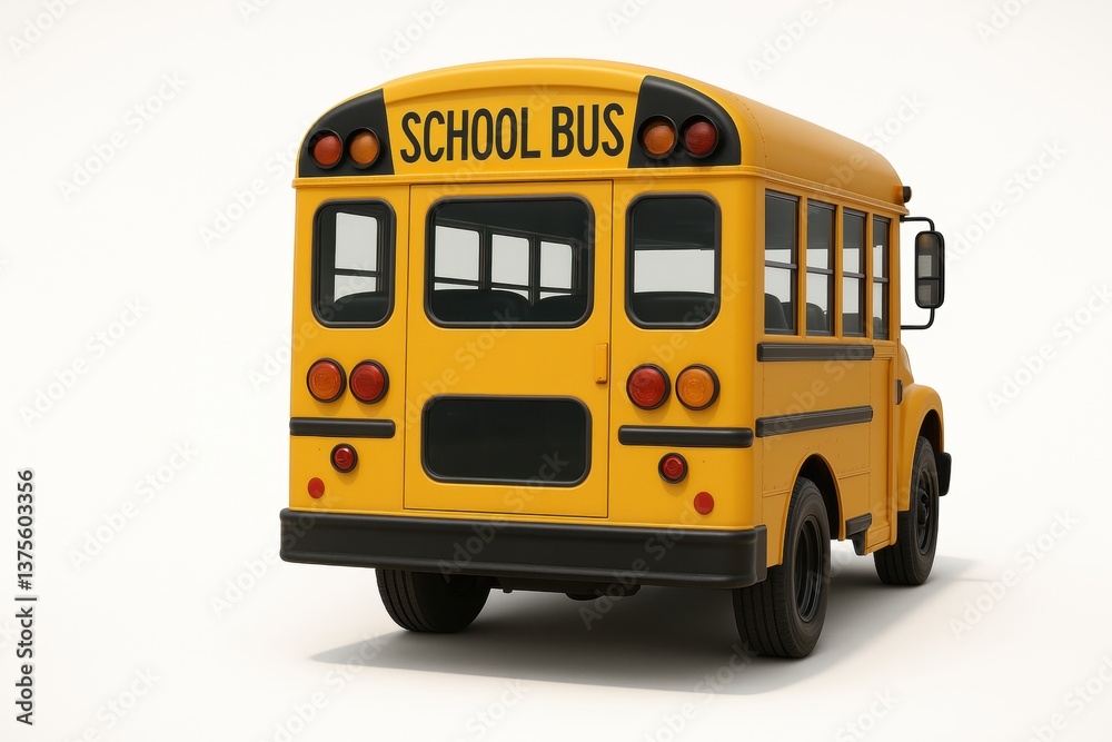 Backside of a traditional American school bus featuring bold black ...